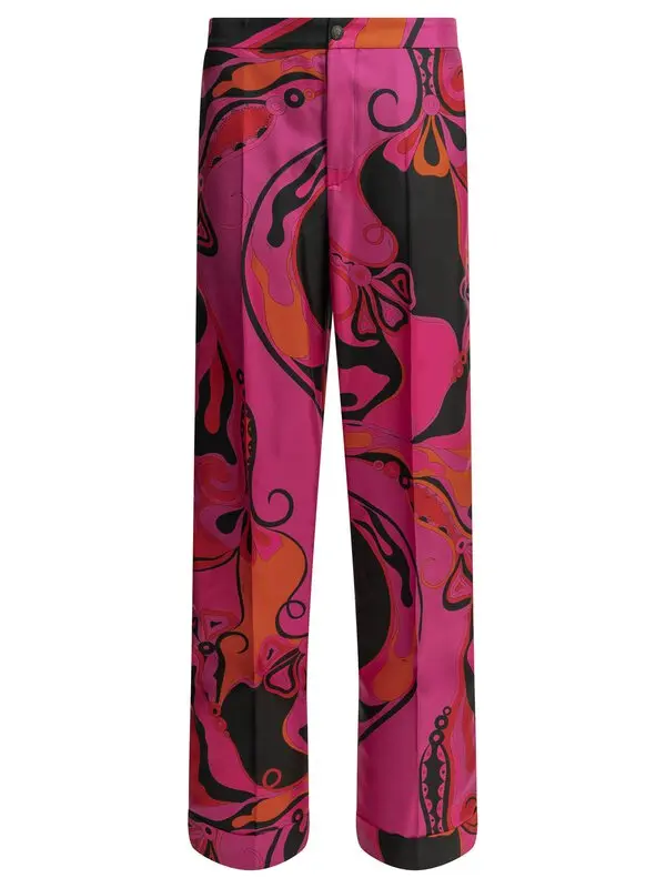 Emilio Pucci Orchidee Silk Twill Palazzo Pants