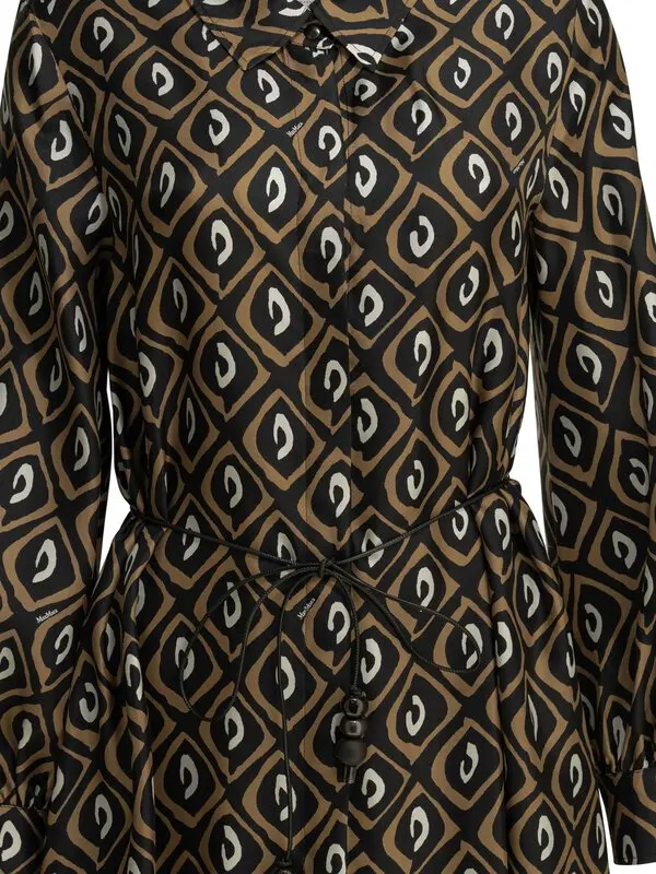 Max Mara Long Printed Silk Chemisier Dress