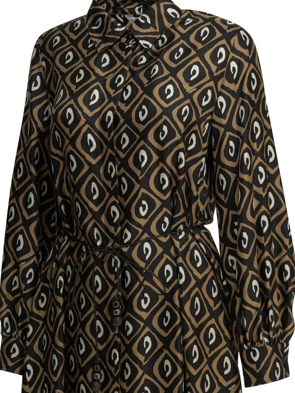 Max Mara Long Printed Silk Chemisier Dress