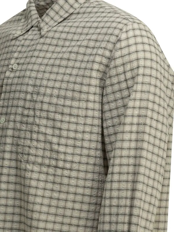 BEAMS Open Bd Sucker" Plaid Shirt - Beige