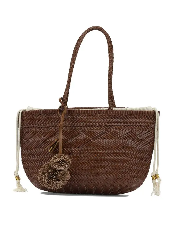 GIANNI CHIARINI Woven Leather Shoulder Bag With Drawstring Closure