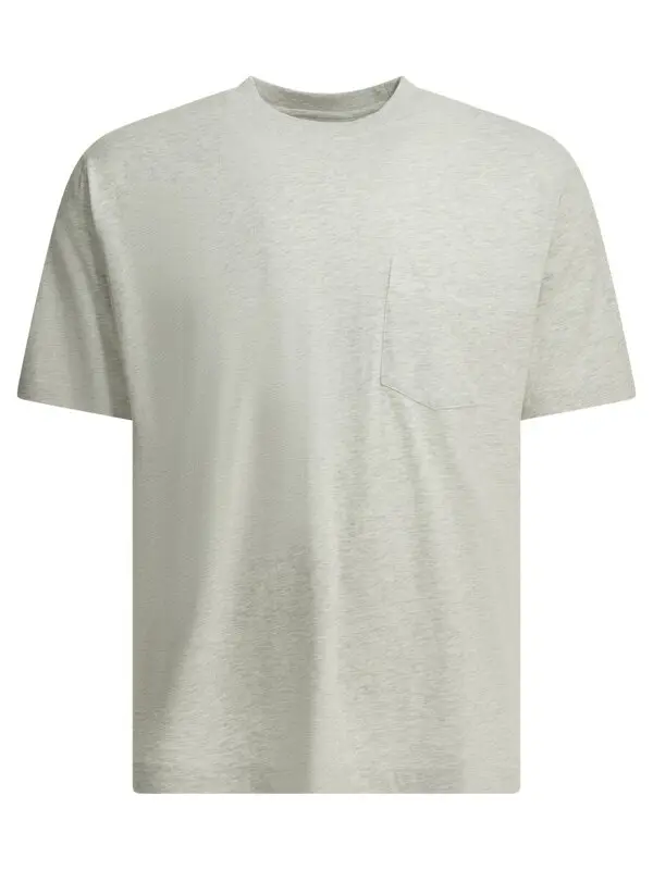 BEAMS Grandelle' Crew Neck T-shirt With Patch Pocket - Grey