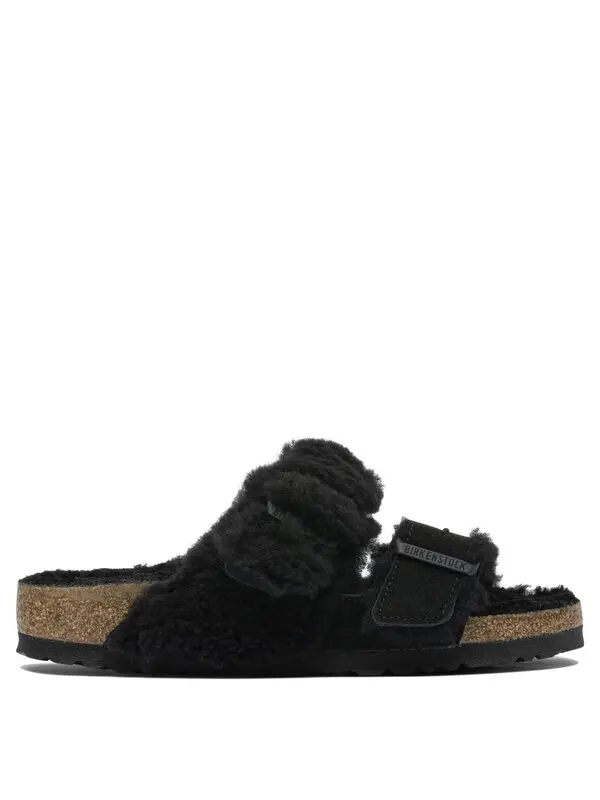 BIRKENSTOCK Arizona Shearling Slip-on Sandals - Black