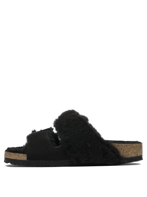 BIRKENSTOCK Arizona Shearling Slip-on Sandals - Black
