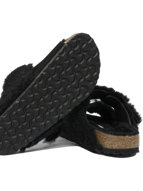 BIRKENSTOCK Arizona Shearling Slip-on Sandals - Black