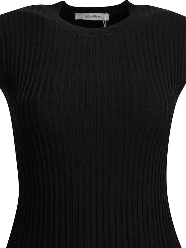 Max Mara Ribbed Knit Fit & Flare Midi Dress