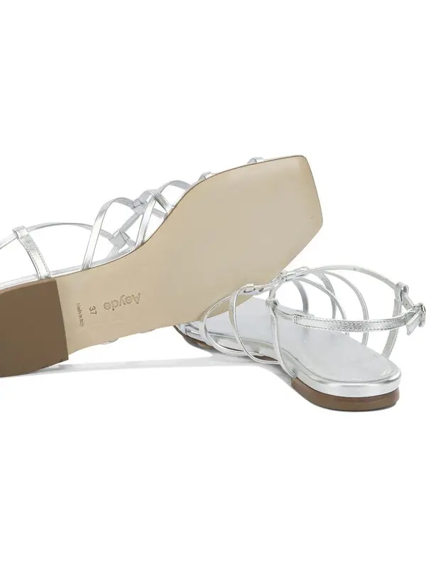 AeydĒ Anisa Low Metallic Leather Sandals - Silver