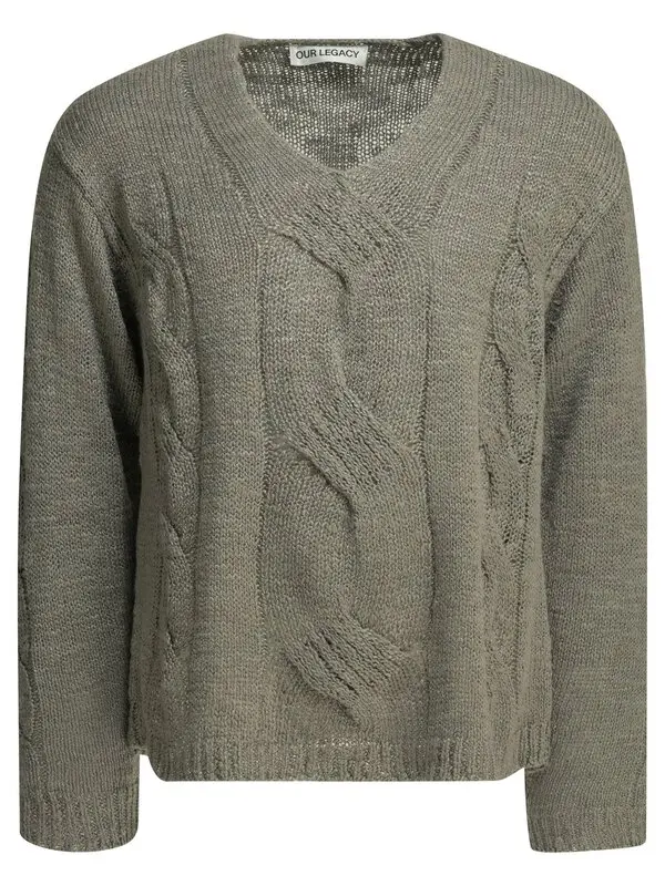 Our Legacy V-neck Sweater With Maxi Braid Detail