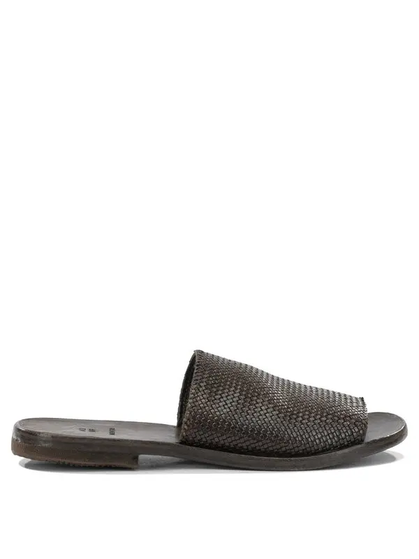 Moma Woven Nappa Leather Slide Sandals - Brown