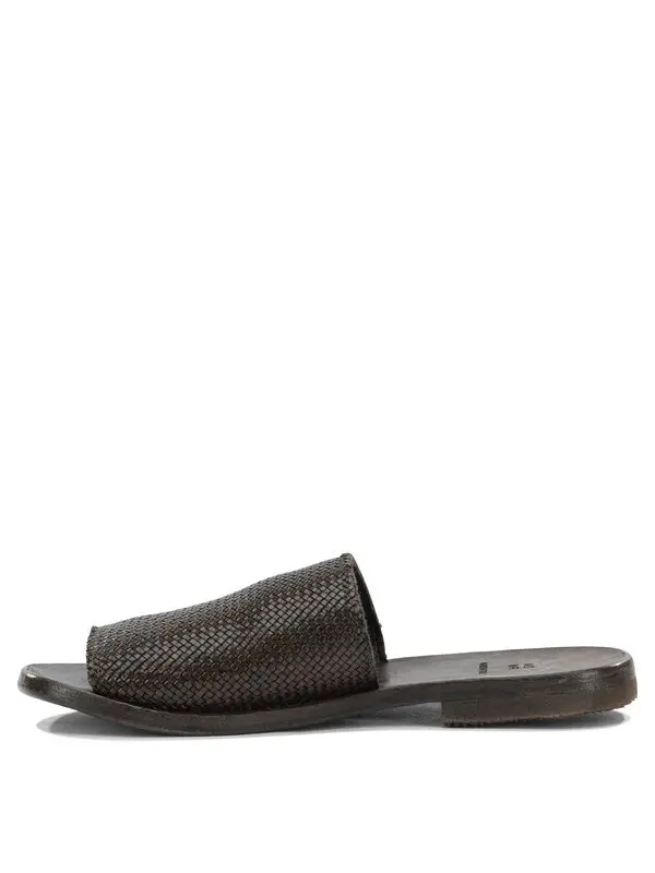 Moma Woven Nappa Leather Slide Sandals - Brown