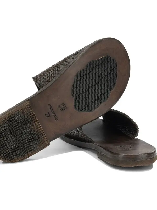 Moma Woven Nappa Leather Slide Sandals - Brown