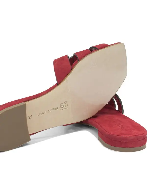 SERGIO LEVANTESI Norma Leather Slides - Red