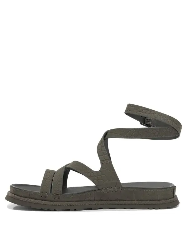 UGG Goldengaze Low Sandals With Crocodile-effect Embossed Leather And Adjustable Ankle Strap