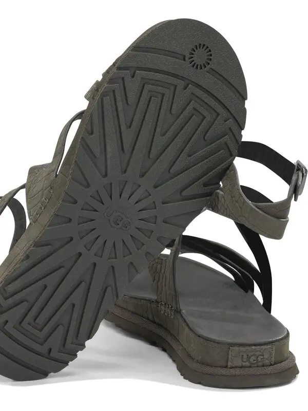 UGG Goldengaze Low Sandals With Crocodile-effect Embossed Leather And Adjustable Ankle Strap