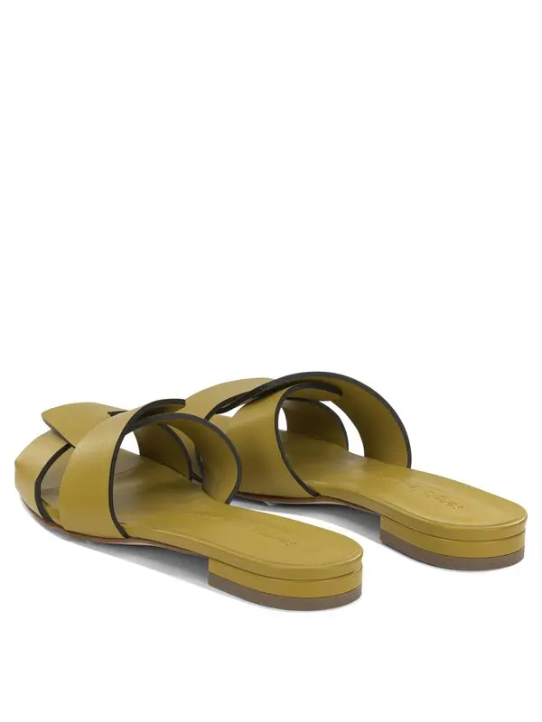 SERGIO LEVANTESI Aria Leather Slides - Yellow