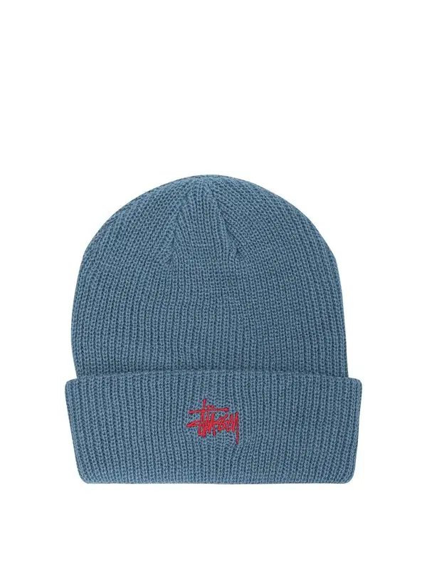 StÜssy Ribbed Beanie With Embroidered Logo - Blue