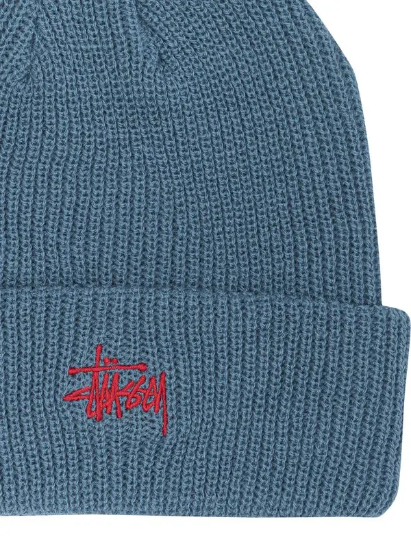 StÜssy Ribbed Beanie With Embroidered Logo - Blue