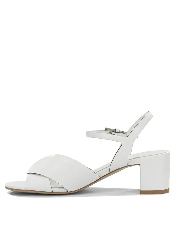 DEL CARLO Leather Block Heel Sandals