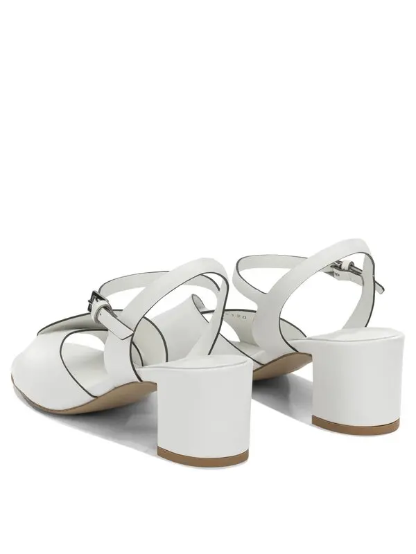 DEL CARLO Leather Block Heel Sandals