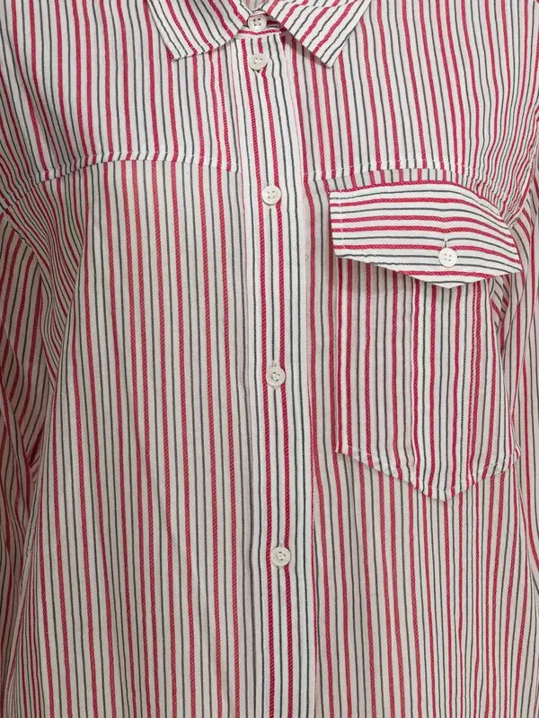 MARANT ETOILE Striped Cotton Voile Chemisier Dress - Red