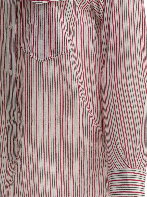 MARANT ETOILE Striped Cotton Voile Chemisier Dress - Red