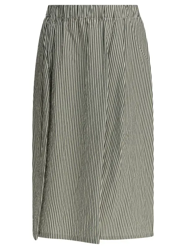 Apuntob Midi Skirt With Vertical Stripes - Black