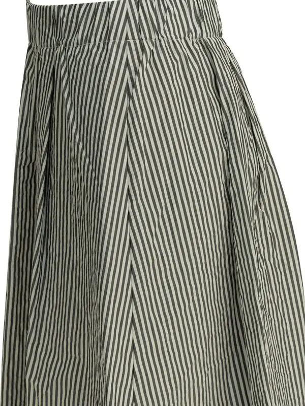 Apuntob Midi Skirt With Vertical Stripes - Black