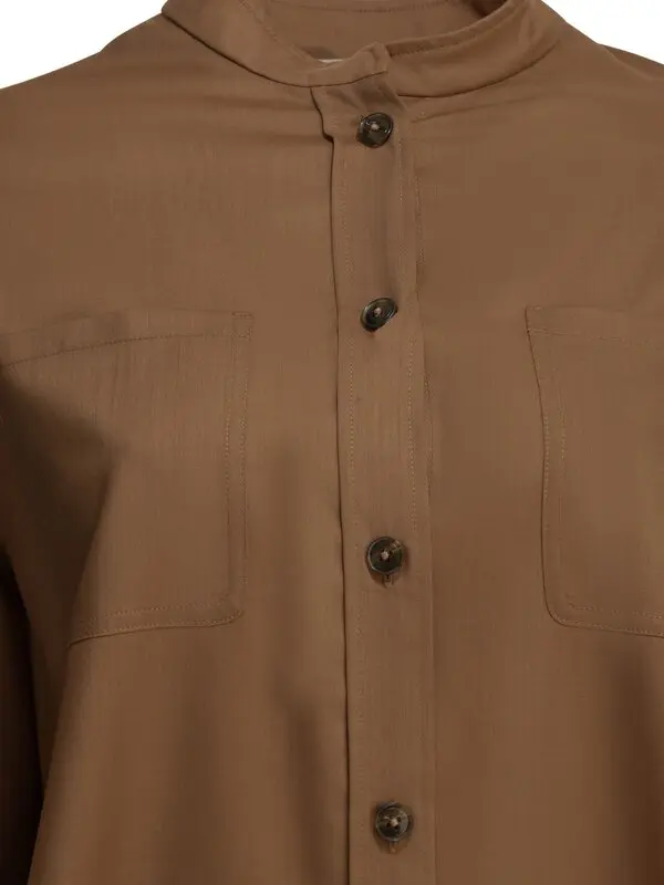 Herno Virgin Wool Mandarin Collar Shirt