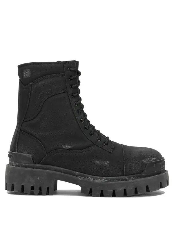 Balenciaga Combat Strike" Lace-up Combat Boots - Black