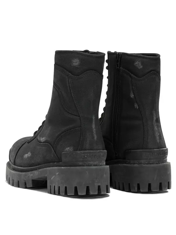 Balenciaga Combat Strike" Lace-up Combat Boots - Black