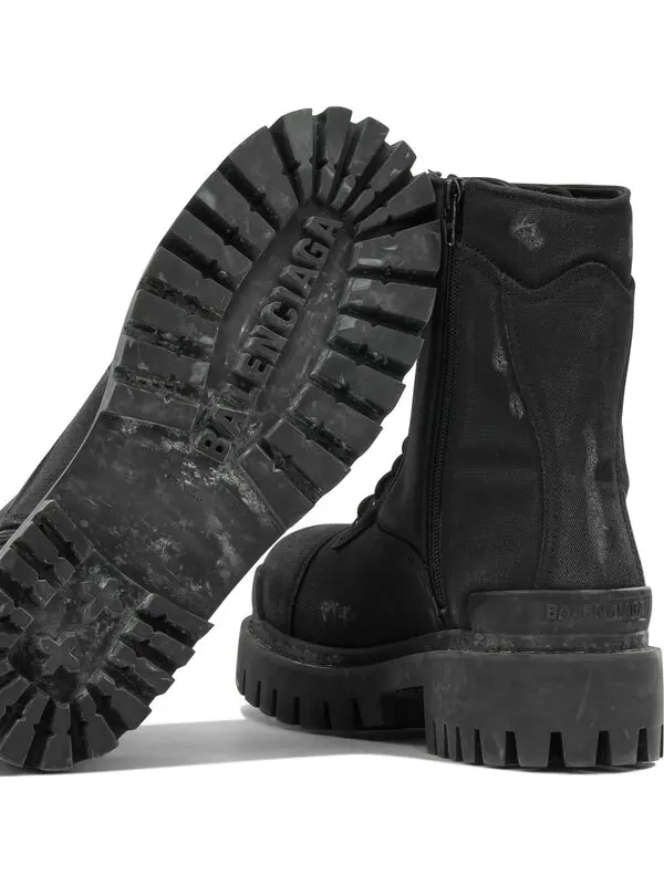 Balenciaga Combat Strike" Lace-up Combat Boots - Black