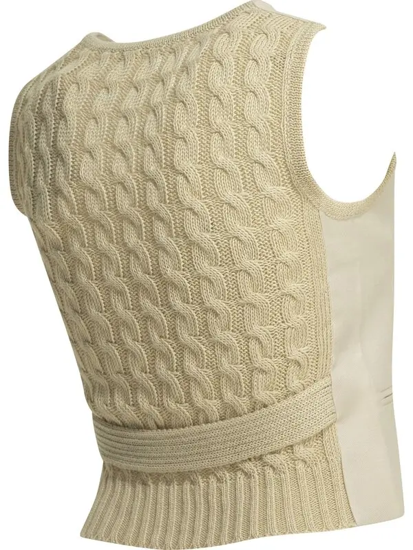 Max Mara Linen And Knitted Vest With Braided Detail