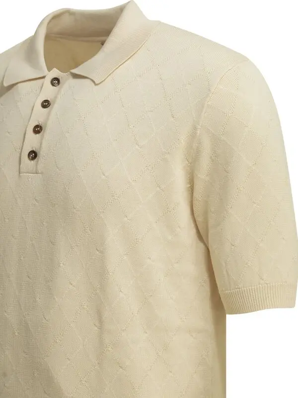 RAKKI Geometric Diamond Pattern Button-down Polo Shirt