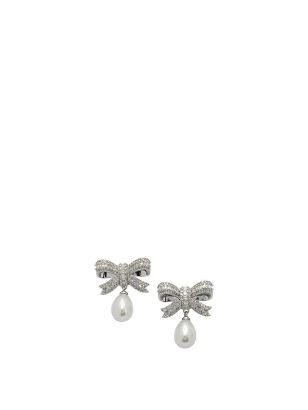SELF-PORTRAIT Drop Earrings With Pearls And Crystals - Silver