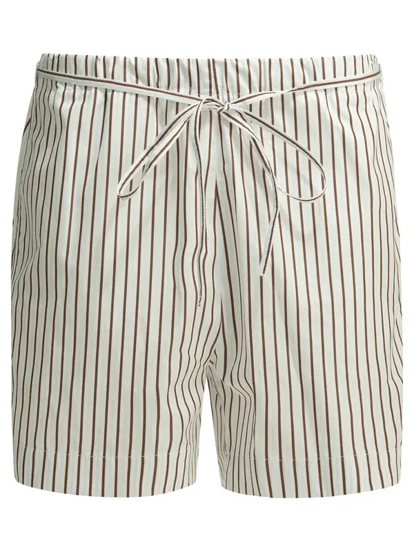 Loulou De Saison Striped Cotton Shorts - White