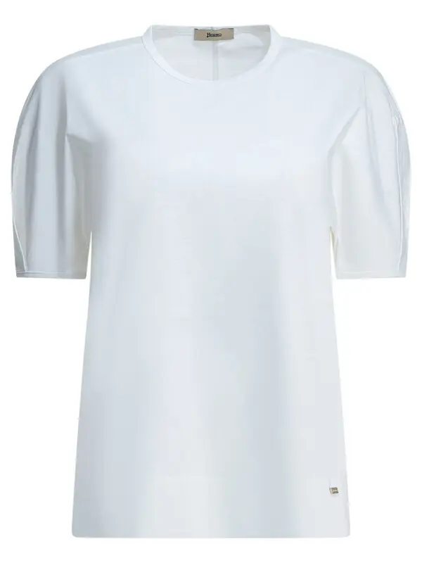 Herno Crewneck T-shirt With Balloon Sleeves - White