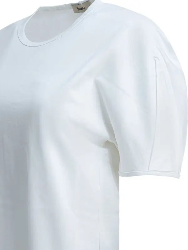 Herno Crewneck T-shirt With Balloon Sleeves - White