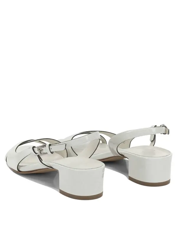 DEL CARLO Strappy Low Heel Sandals - White
