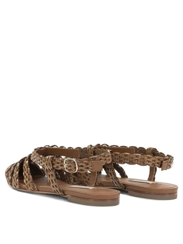 Casadei Woven Leather Flat Sandals