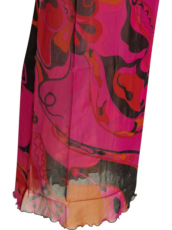 Emilio Pucci Orchidee Long Dress In Stretch Tulle - Fuchsia