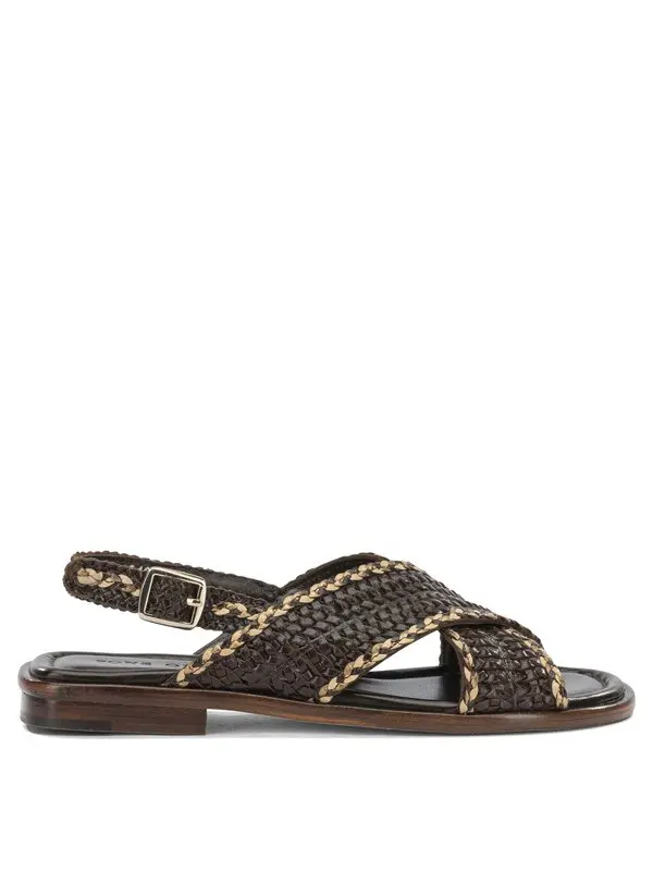 PONS QUINTANA Braided Leather Sandals - Brown