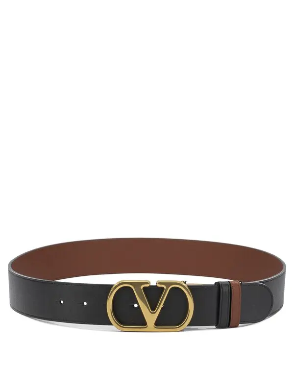 Valentino Garavani Vlogo Signature Reversible Leather Belt - Black