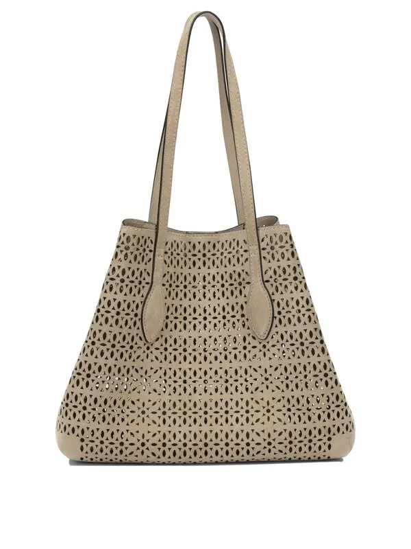 GIANNI CHIARINI Perforated Leather Shoulder Bag - Beige