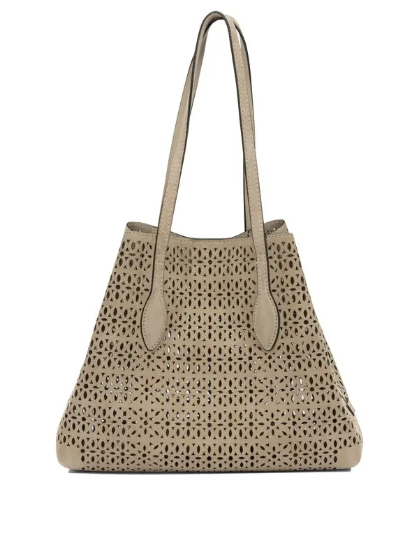 GIANNI CHIARINI Perforated Leather Shoulder Bag - Beige