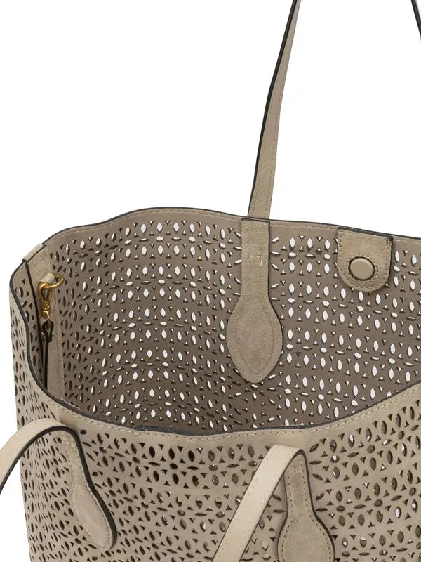 GIANNI CHIARINI Perforated Leather Shoulder Bag - Beige