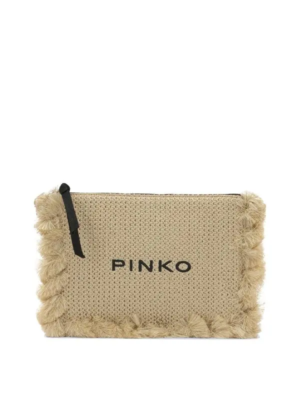 Pinko Woven Clutch With Fringe Detail