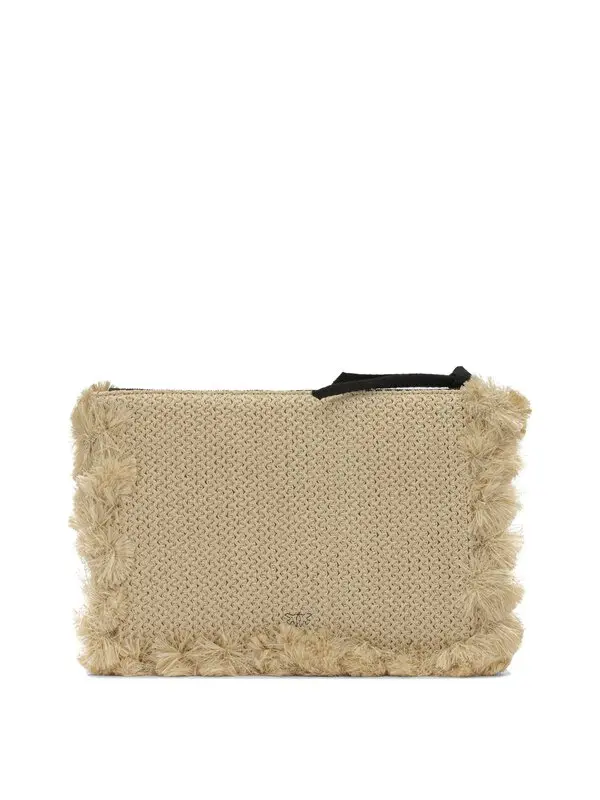 Pinko Woven Clutch With Fringe Detail