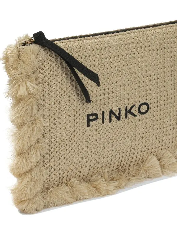 Pinko Woven Clutch With Fringe Detail