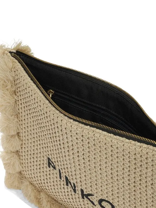 Pinko Woven Clutch With Fringe Detail