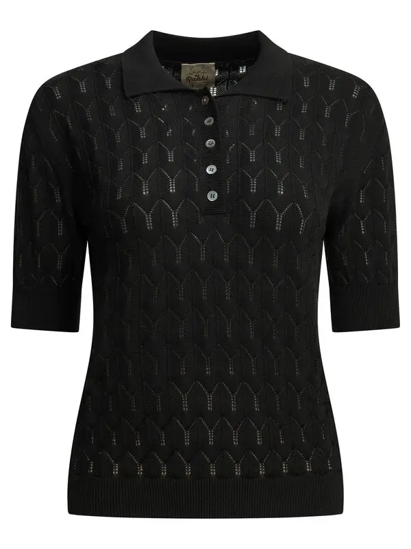 RAKKI California' Button-down Cotton Polo Shirt - Black